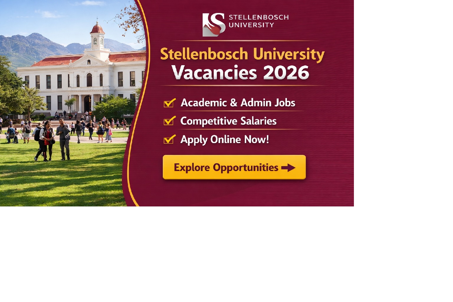 Stellenbosch University Vacancies 2026 Apply Online, Careers, Salary ...